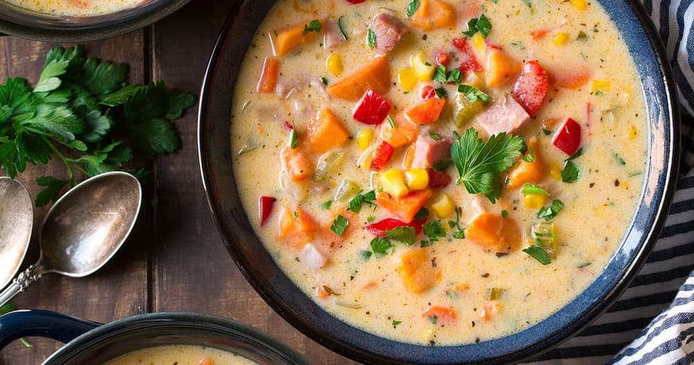 Sweet Potato Ham and Corn Chowder | Punchfork