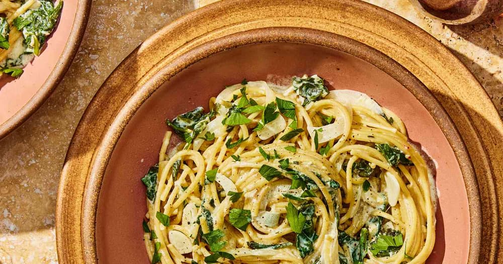 Creamy Lemon Garlic Spaghetti And Spinach Punchfork