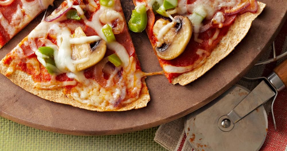 Thin Crust Pepperoni and Vegetable Tortilla Pizza | Punchfork