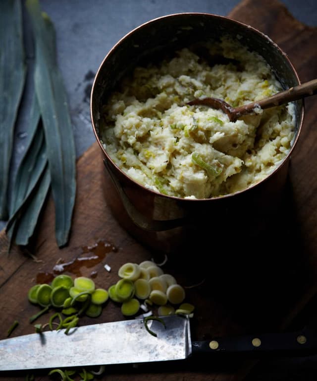 Smashed Root Vegetables and Caramelized Leeks | Punchfork