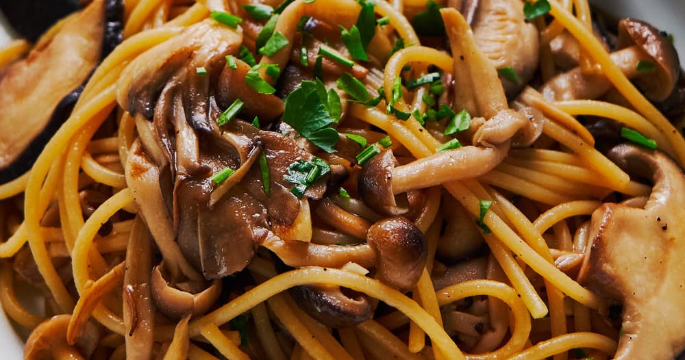 Butter Shoyu Pasta with Japanese Mushrooms | Punchfork