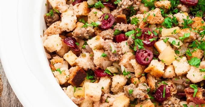 Quick Easy Cranberry-Sausage Stuffing | Punchfork
