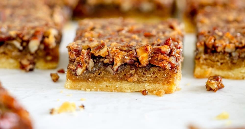 Gooey Pecan Pie Bars with a Shortbread Crust | Punchfork