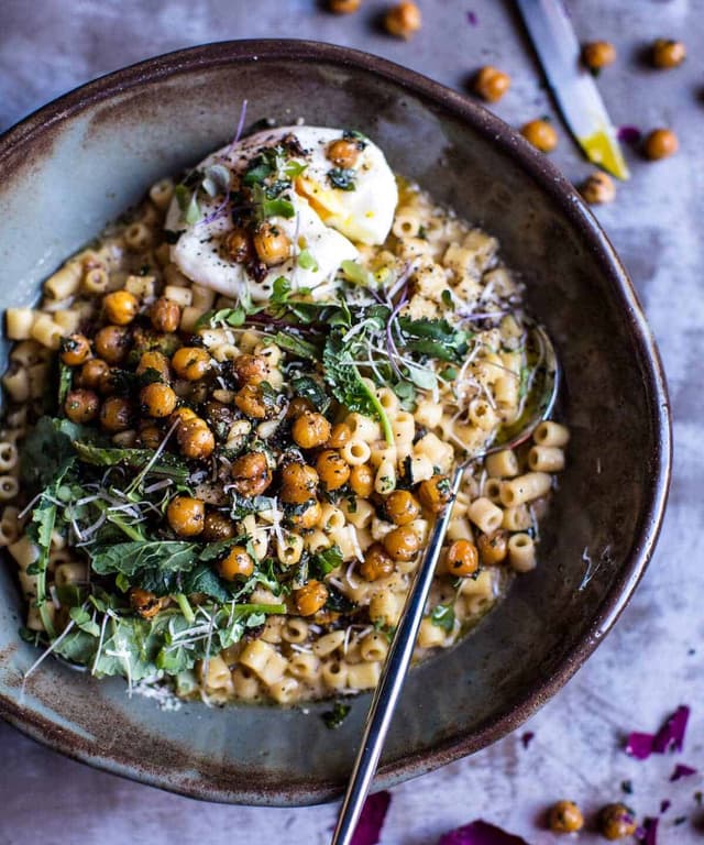 Quick + Simple Pasta "Risotto" with Herbed Roasted Chickpeas | Punchfork