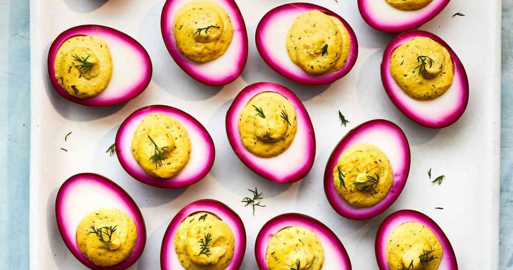 Beet Pickled Deviled Eggs | Punchfork