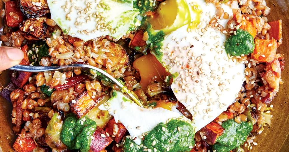 Farro-Vegetable Hash with Chermoula | Punchfork