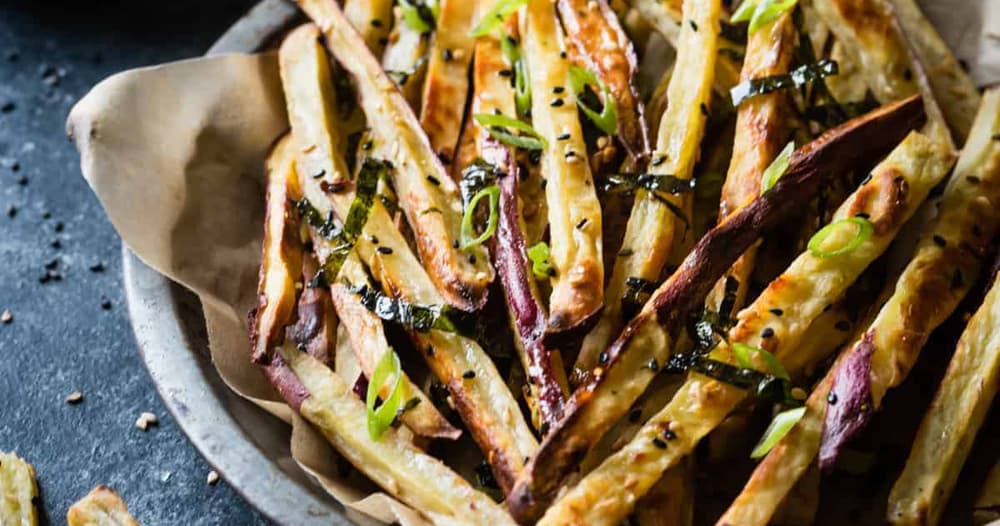Japanese Sweet Potato Oven Fries with Wasabi Aioli | Punchfork