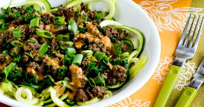 Ground Beef Peanut Sauce Zucchini Noodles | Punchfork