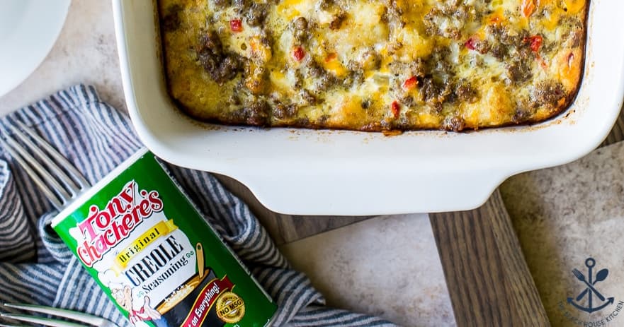 Creole Breakfast Egg Bake with Sausage and Potatoes | Punchfork