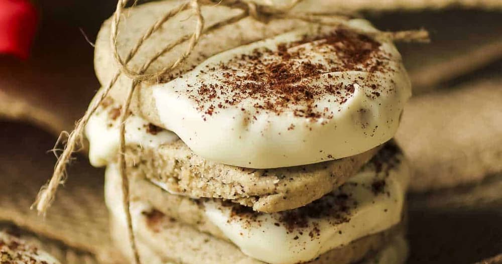 White Chocolate Dipped Coffee Shortbread Cookies | Punchfork