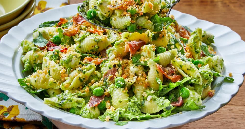 Spring Pea Pesto Pasta Salad | Punchfork