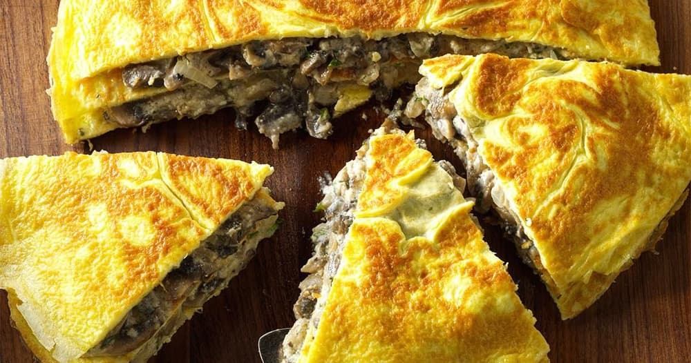 Mascarpone-Mushroom Frittata Stack | Punchfork