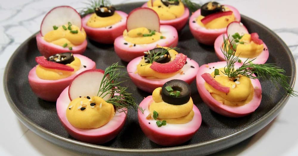 Beet Pickled Deviled Eggs | Punchfork