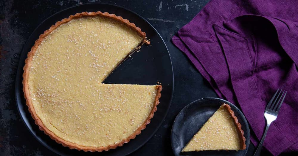 Toasted White Sesame Tart with Bittersweet Chocolate Ganache | Punchfork