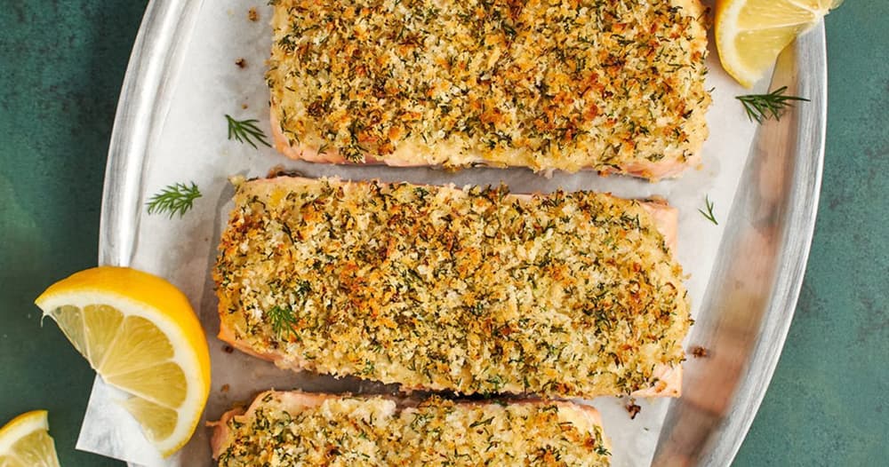 Baked Salmon with Panko-Dill Crust | Punchfork