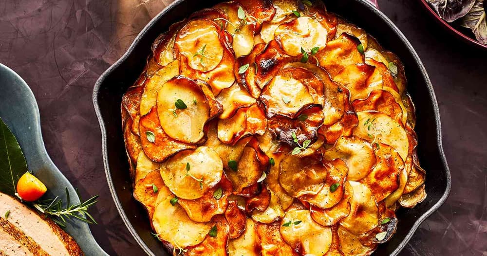 Layered Potatoes with Garlic Herb Butter | Punchfork