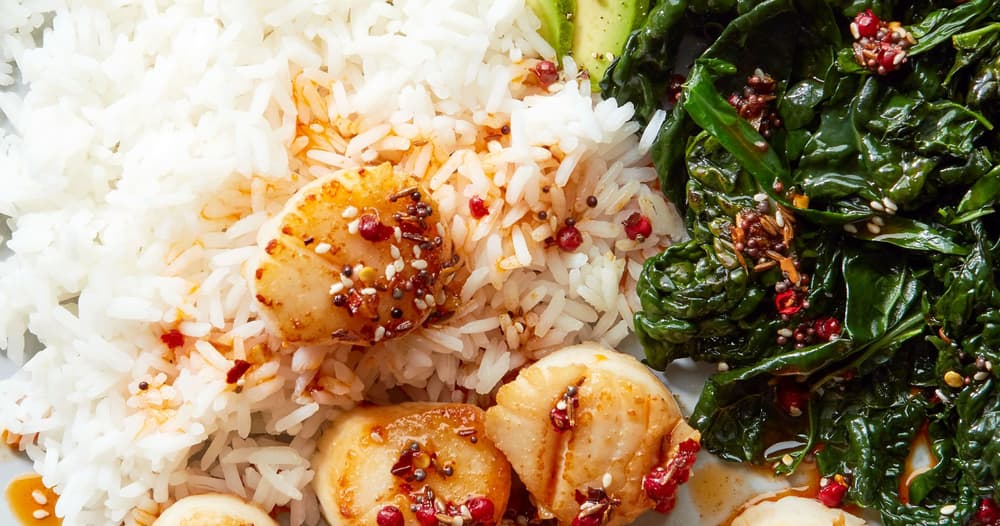 Scallop Rice Bowls with Crunchy Spice Oil | Punchfork