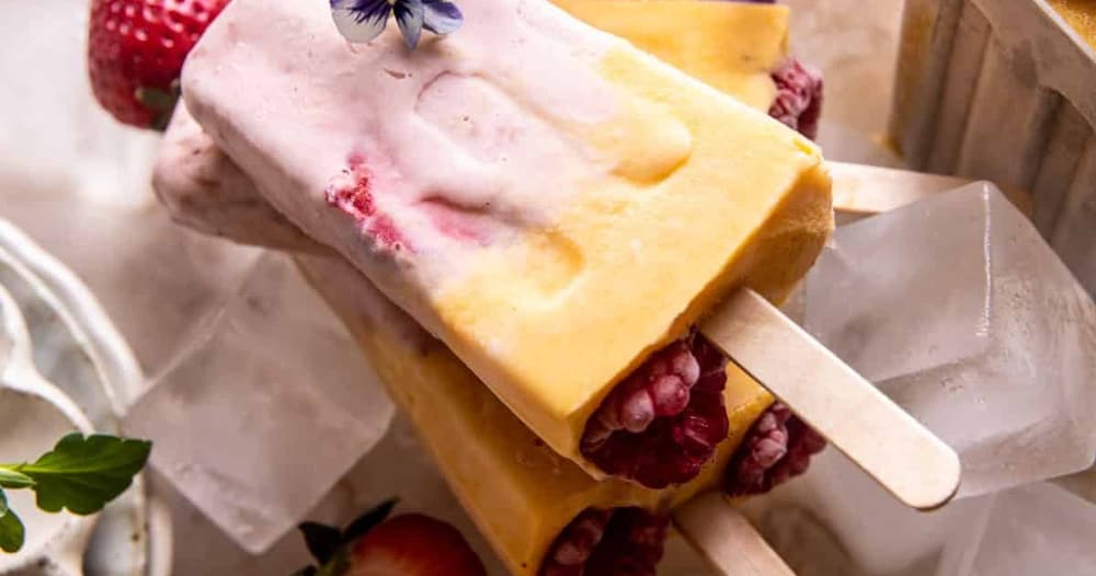 Creamy Strawberry Mango Popsicles | Punchfork