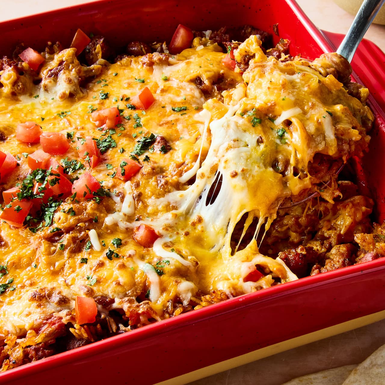 Cheesy Baked Burrito Rice | Punchfork