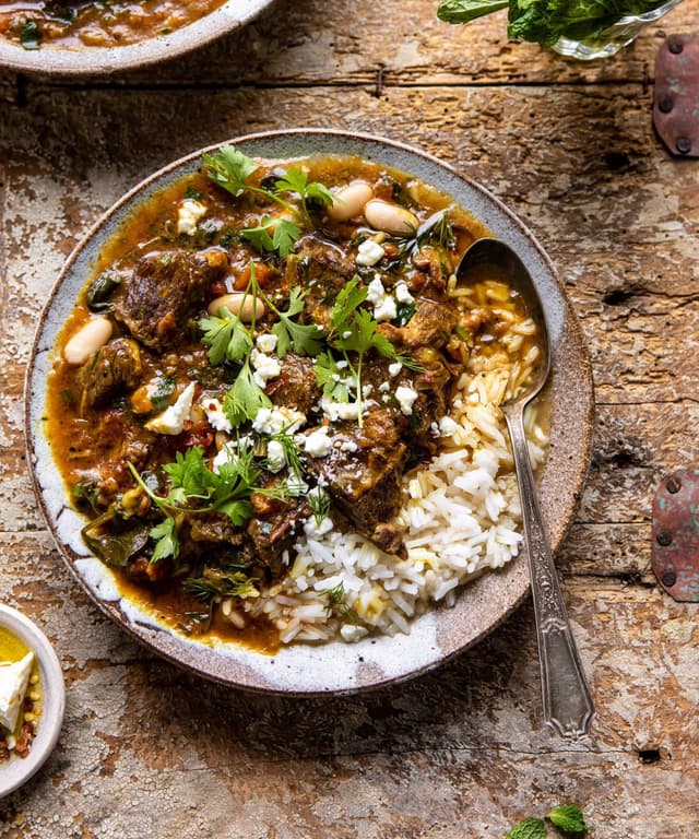 Persian Inspired Herb and Beef Stew with Rice | Punchfork