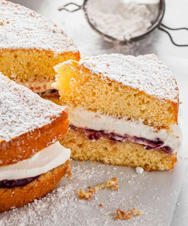 Victoria Sponge Cake with Whipped Cream and Jam | Punchfork