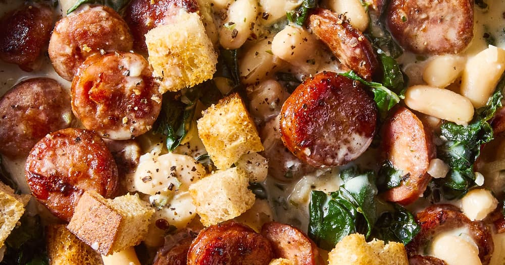 White Bean & Smoked Sausage Skillet | Punchfork