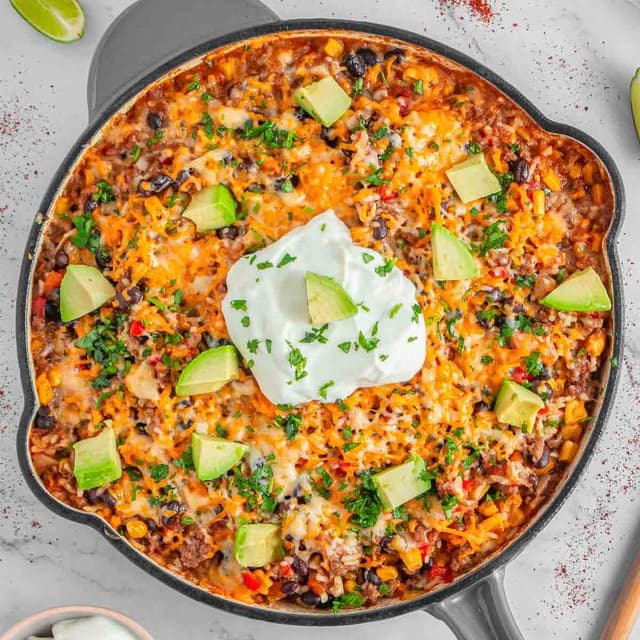 Easy One-Pot Mexican Beef and Rice Skillet | Punchfork