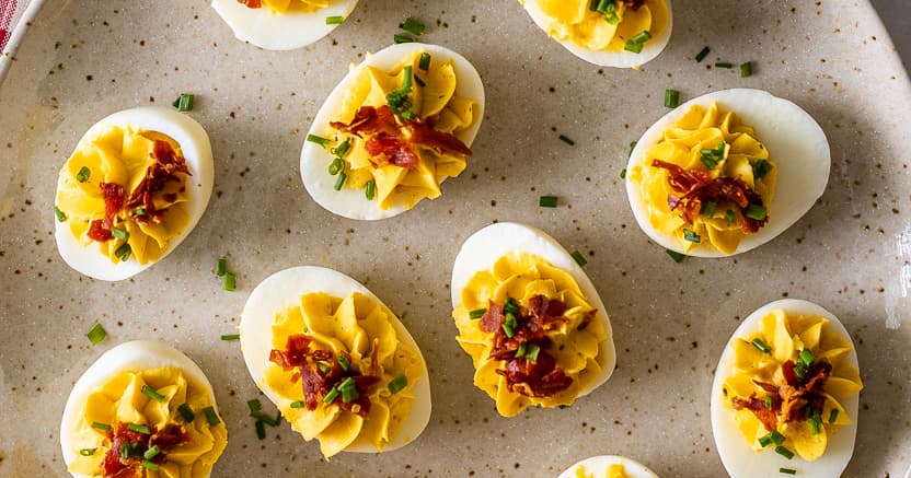Wasabi Deviled Eggs with Crispy Prosciutto | Punchfork