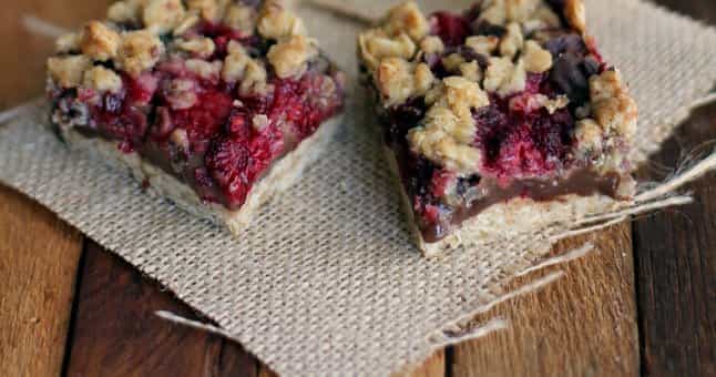 Dark Chocolate, Raspberry, and Oat Cookie Bars | Punchfork