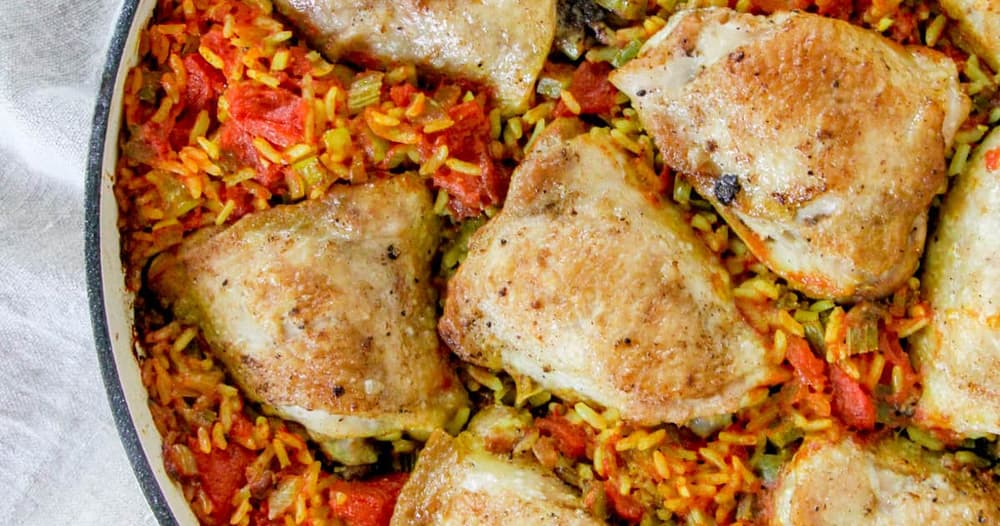 One-Pot Turmeric Chicken and Rice Casserole | Punchfork