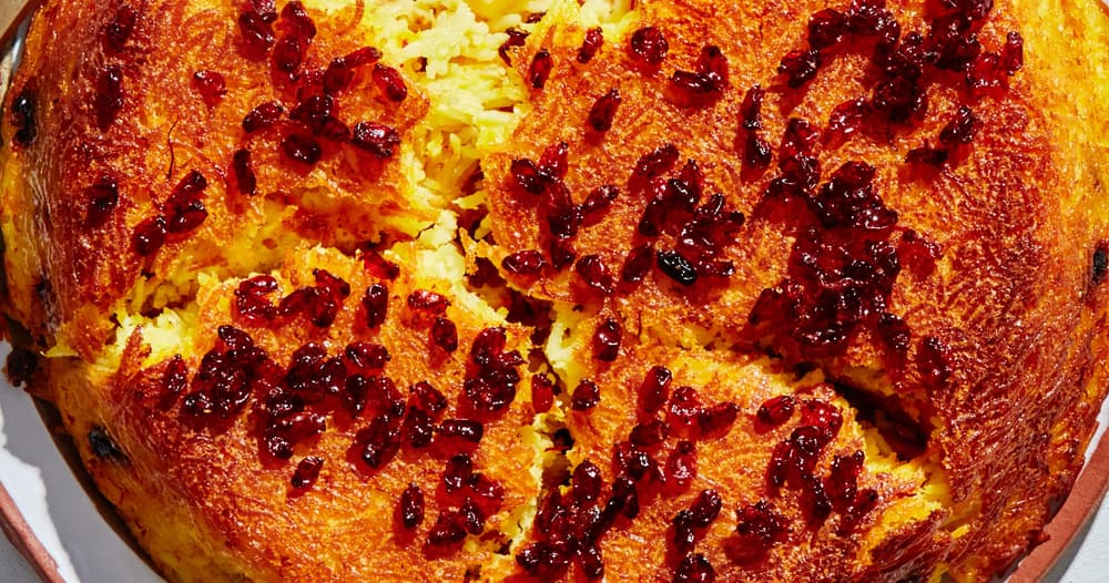 Crunchy Baked Saffron Rice (Tachin) | Punchfork