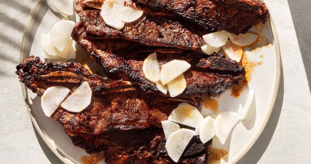 Grilled Short Ribs with Pickled Daikon | Punchfork
