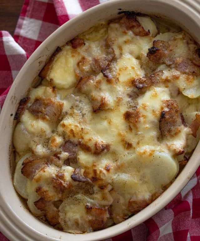 Bacon, Onion, Raclette Potato Gratin - French Tartiflette | Punchfork