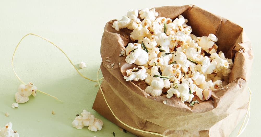 Herbed Parmesan Popcorn with Brazil Nuts | Punchfork