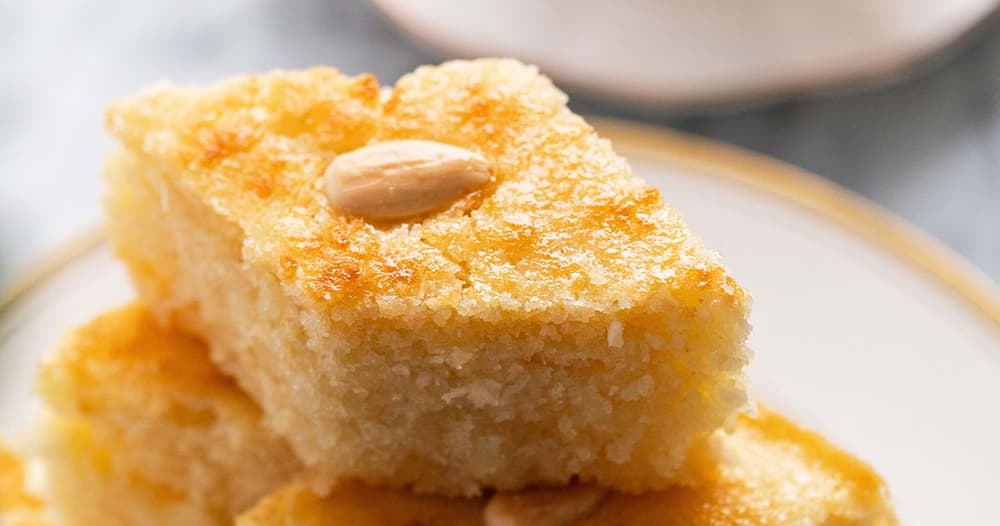 Basbousa Recipe Aka Namoura or Harissa Dessert (Middle Eastern Coconut ...