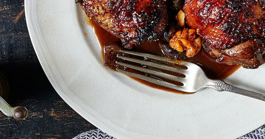 Fig-Braised Chicken with Spiced Walnuts | Punchfork