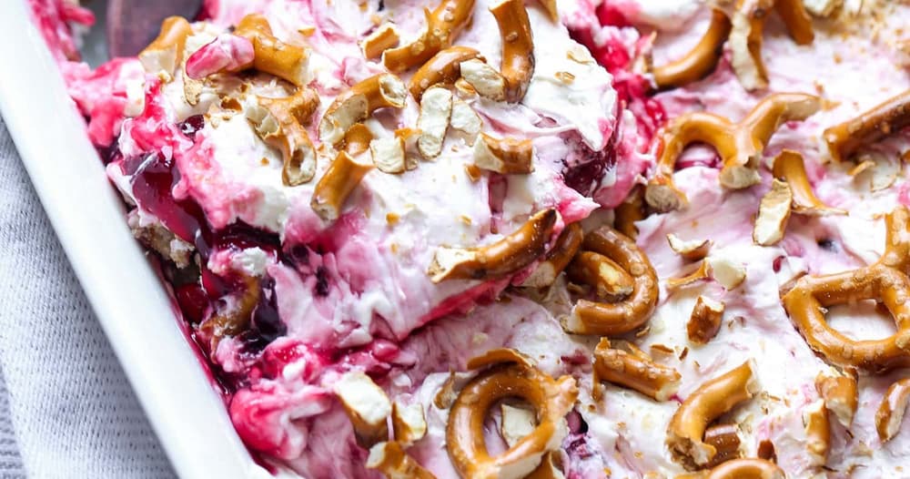Creamy Cherry Pretzel Dessert | Punchfork