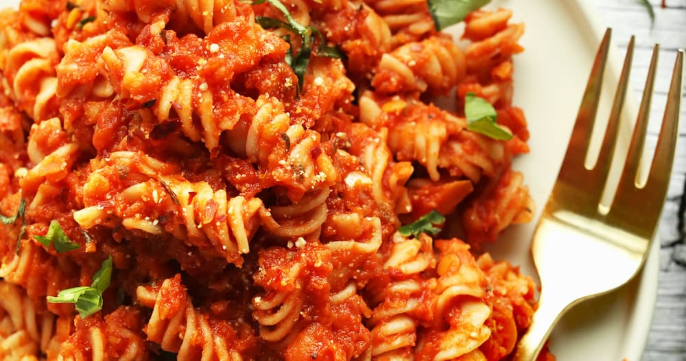 Spicy Red Pasta with Lentils | Punchfork