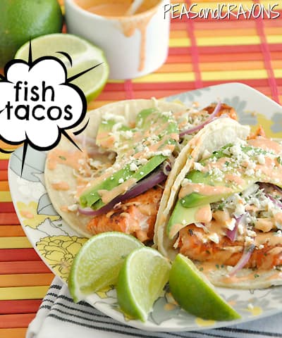 Seared Salmon Tacos with Honey-Lime Slaw and Sriracha Ranch | Punchfork