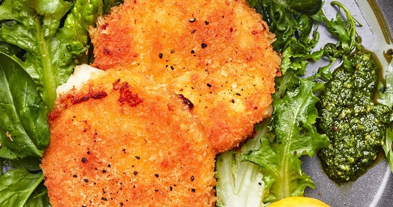 Mozzarella Fritters with Pesto and Greens | Punchfork