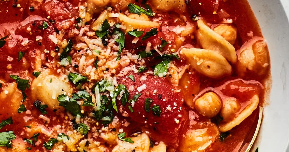 Brothy Pasta with Chickpeas | Punchfork