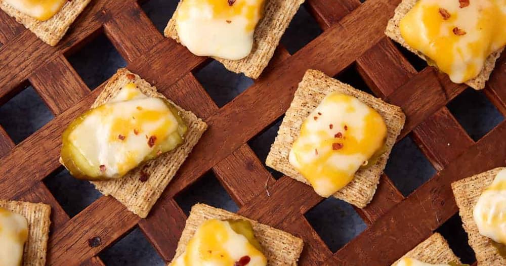 10-Minute Triscuit Appetizers with Dill Pickles and Cheese | Punchfork