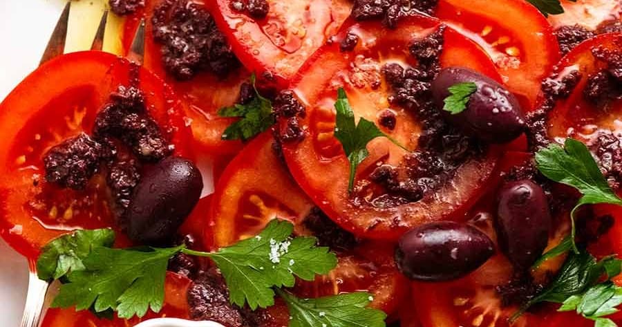 Tomato Salad with Olive Tapenade | Punchfork
