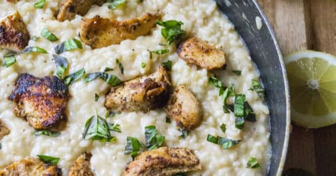 Lemon Basil Chicken Risotto | Punchfork