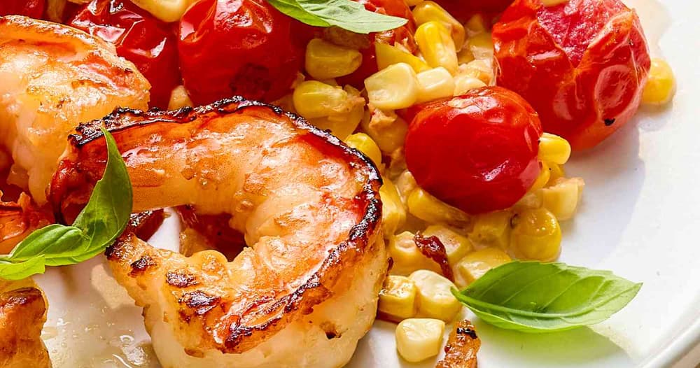 Creamy Skillet Shrimp with Corn, Pancetta, and Tomatoes | Punchfork
