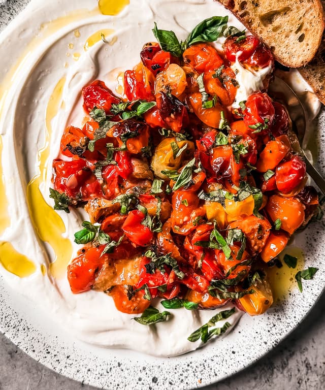 Whipped Ricotta with Garlic-Roasted Cherry Tomatoes | Punchfork