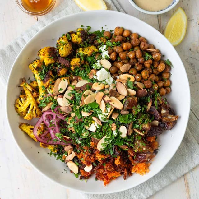 Mediterranean Crispy Rice Salad with Tahini Dressing | Punchfork