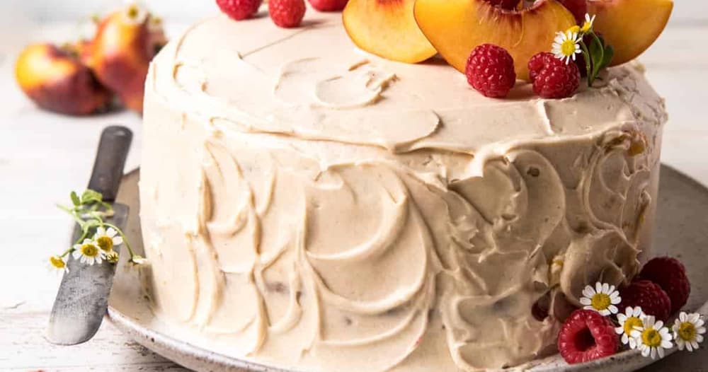 Peach Ricotta Layer Cake with Browned Butter Buttercream | Punchfork