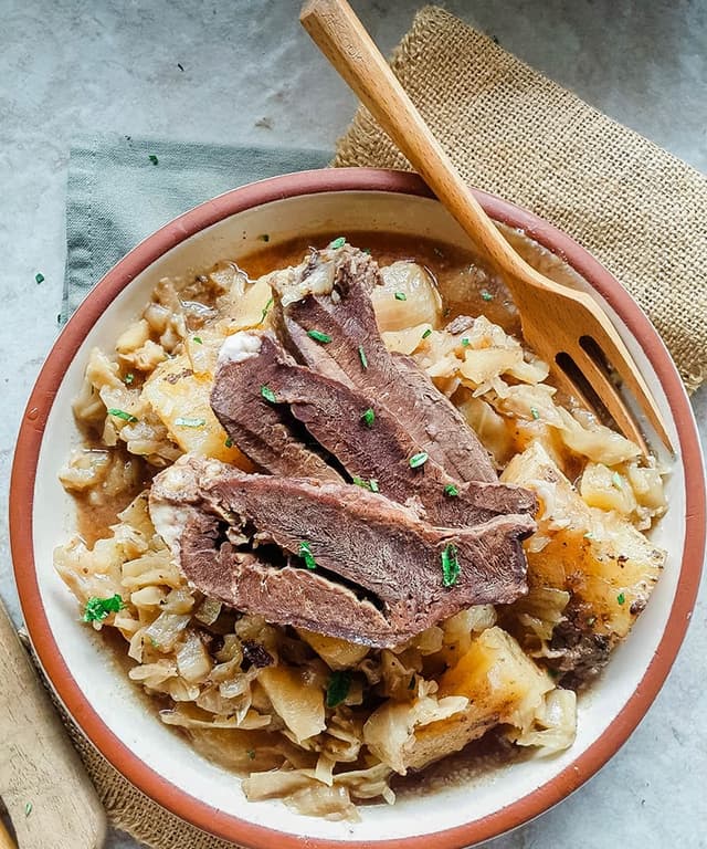 Braised Beef Heart with Cabbage and Parsnip | Punchfork