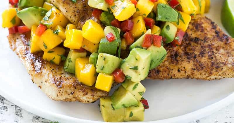 Grilled Chicken with Mango Avocado Salsa | Punchfork